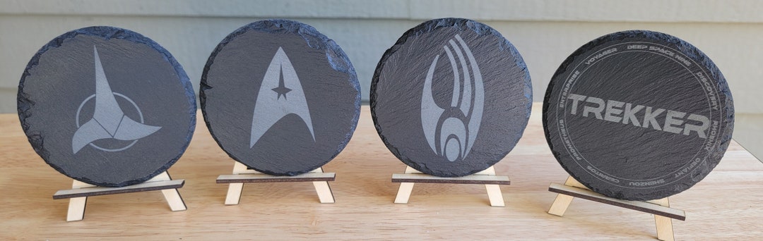 Star Trek Slate Coasters: Laser Engraved, Set of 4, Klingon, Federation ...