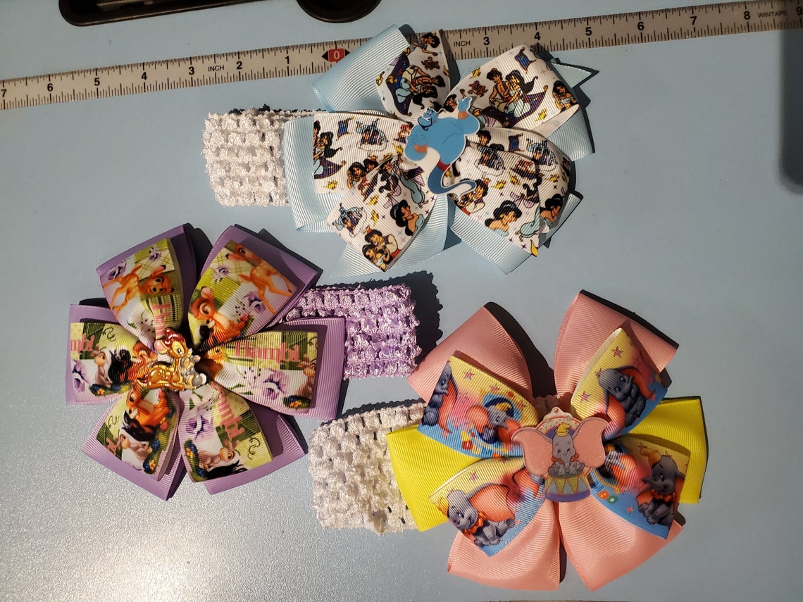 Set of 3 Cartoon Character Hair Bow Headbands - Etsy