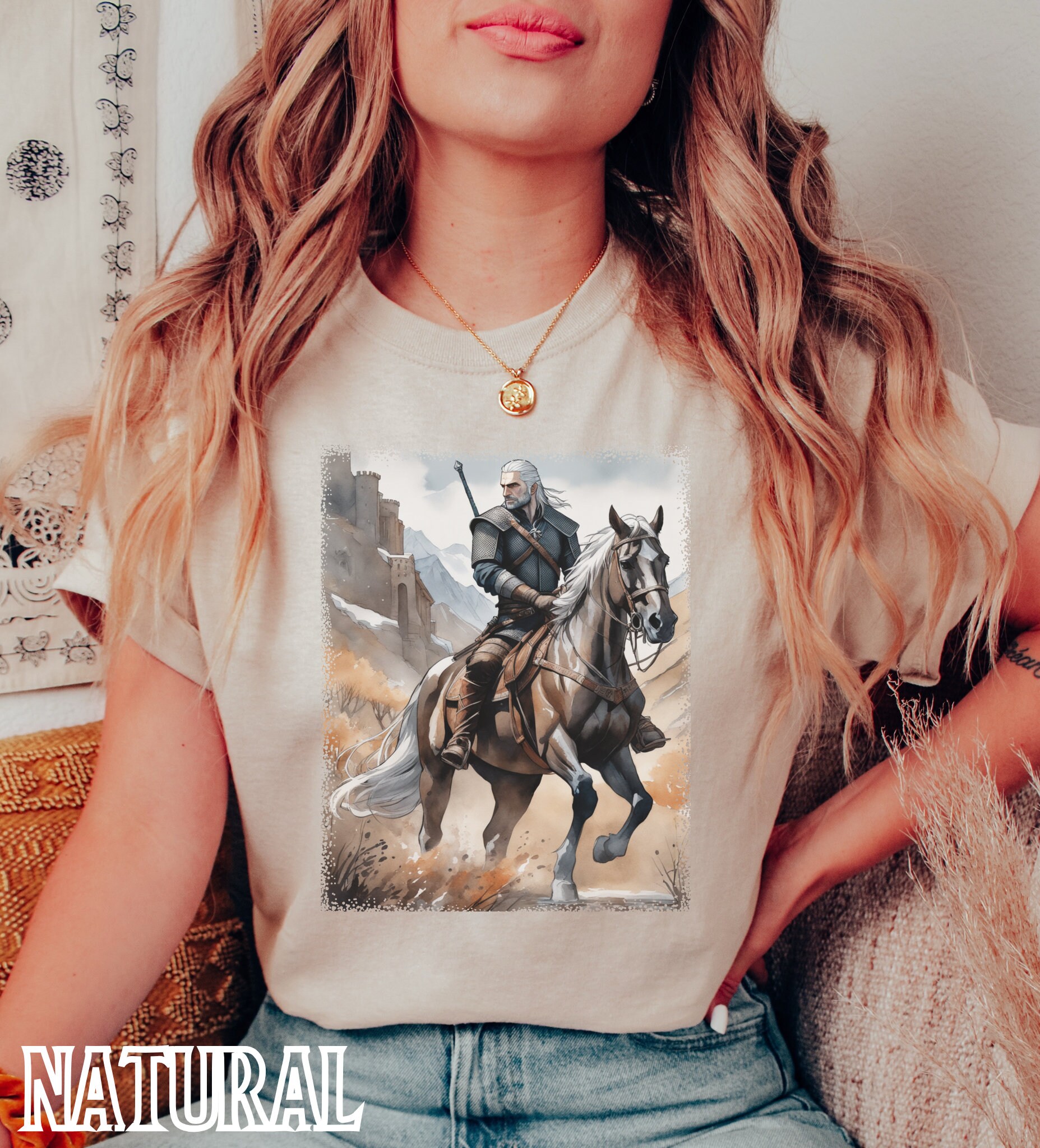 Witcher Geralt of Rivia Roach Shirt Kaer Morhen Toss a Coin Sword ...