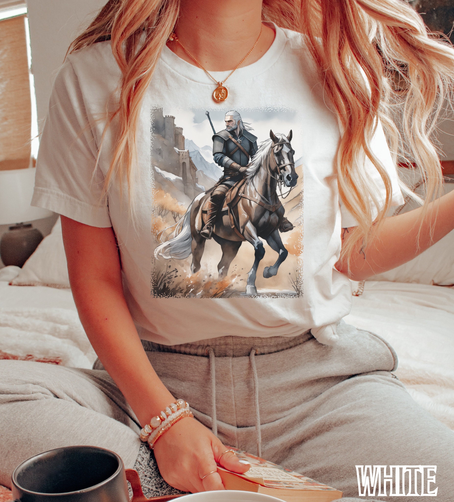 Witcher Geralt of Rivia Roach Shirt Kaer Morhen Toss a Coin Sword ...
