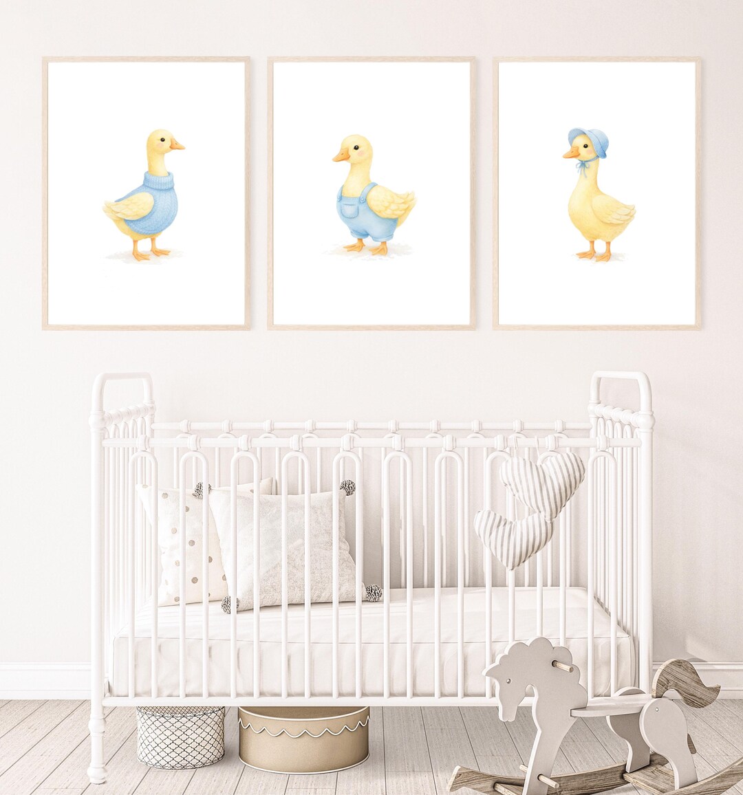 Yellow Duck With Clothes - Watercolor Print, Minimalist Cutest Duck ...
