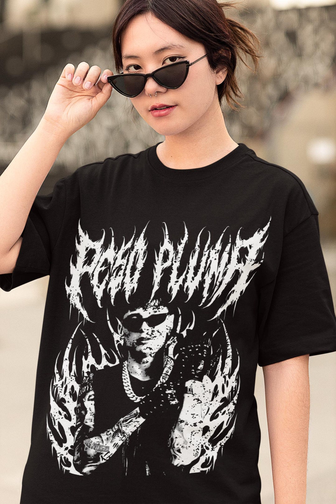 Peso Pluma Doble P Dark Metal Lettering Unisex T-shirt | Peso Pluma Fan ...