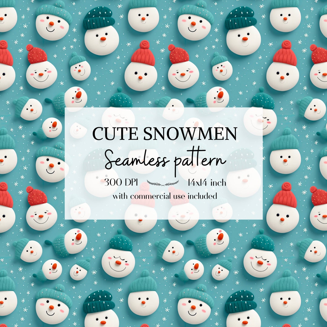 Snowman Seamless Pattern, Christmas Seamless Pattern, Winter Seamless ...