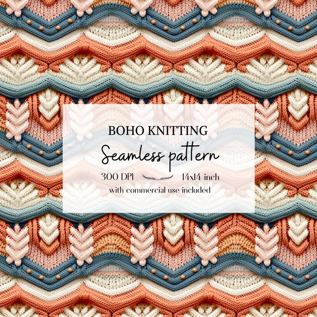 Boho Seamless Pattern Png, Boho Knitting, Stitch Seamless Pattern, Boho ...