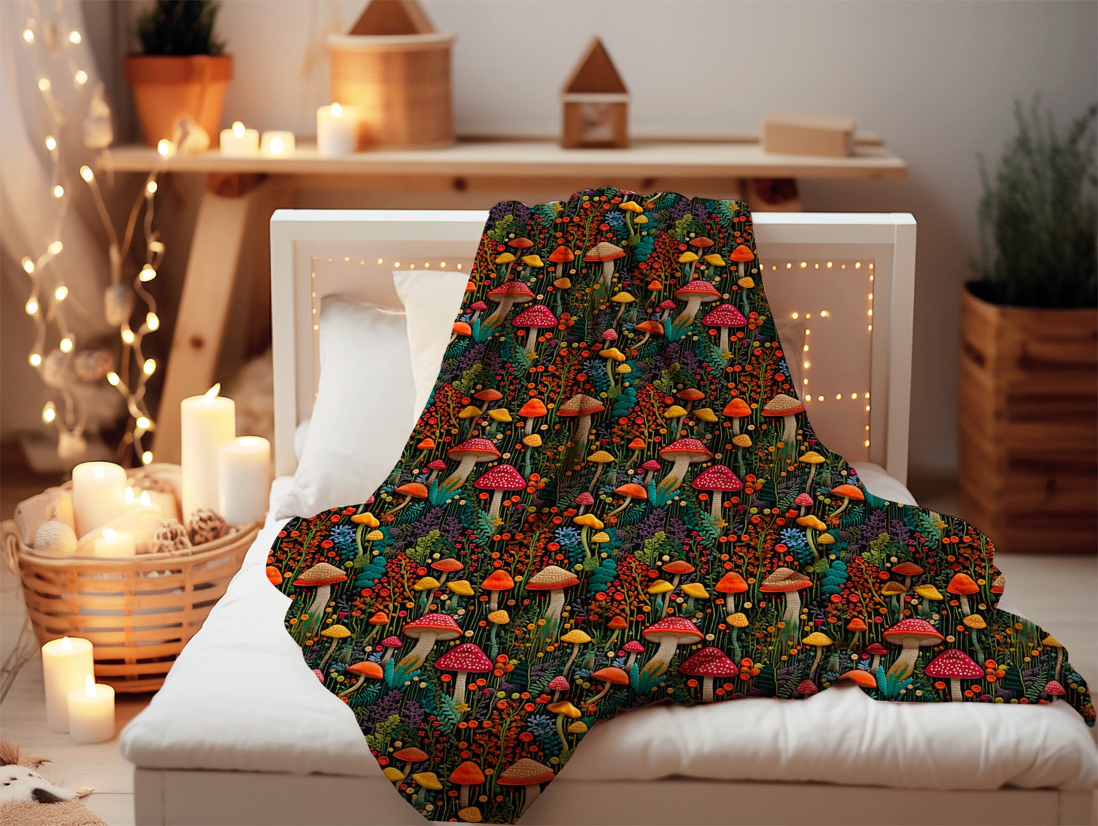 Faux Embroidery Png Files, Mushroom Seamless Pattern, Fall Seamless ...