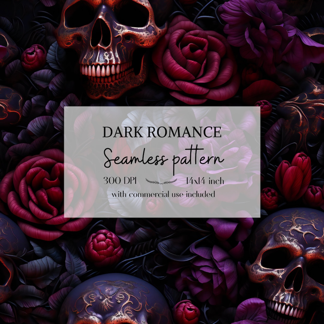 Goth Roses Seamless Pattern, Halloween Skulls and Roses Seamless ...