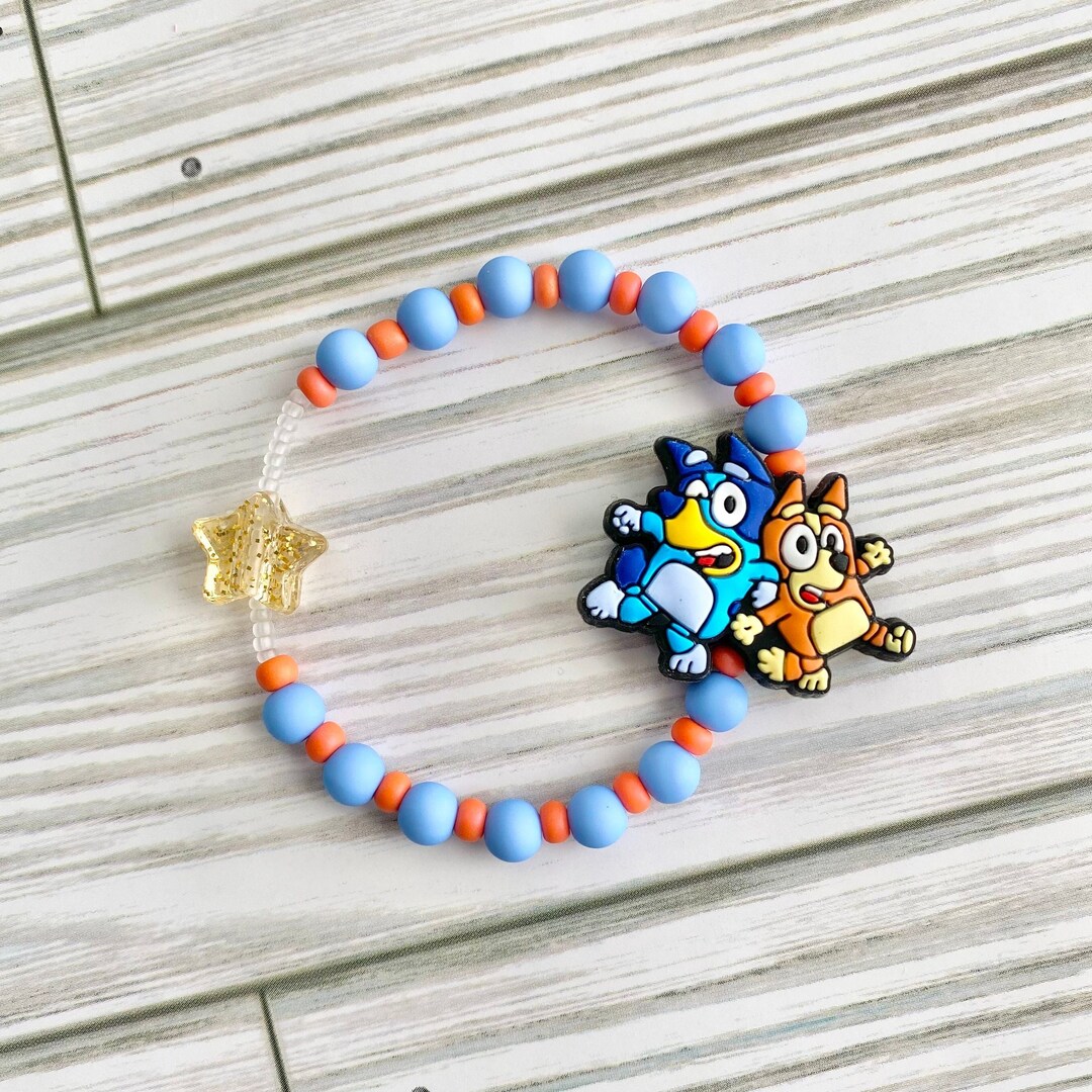 Kid's Bluey Inspired Sensory Fidget Bracelet, Blue and Orange Dog ...