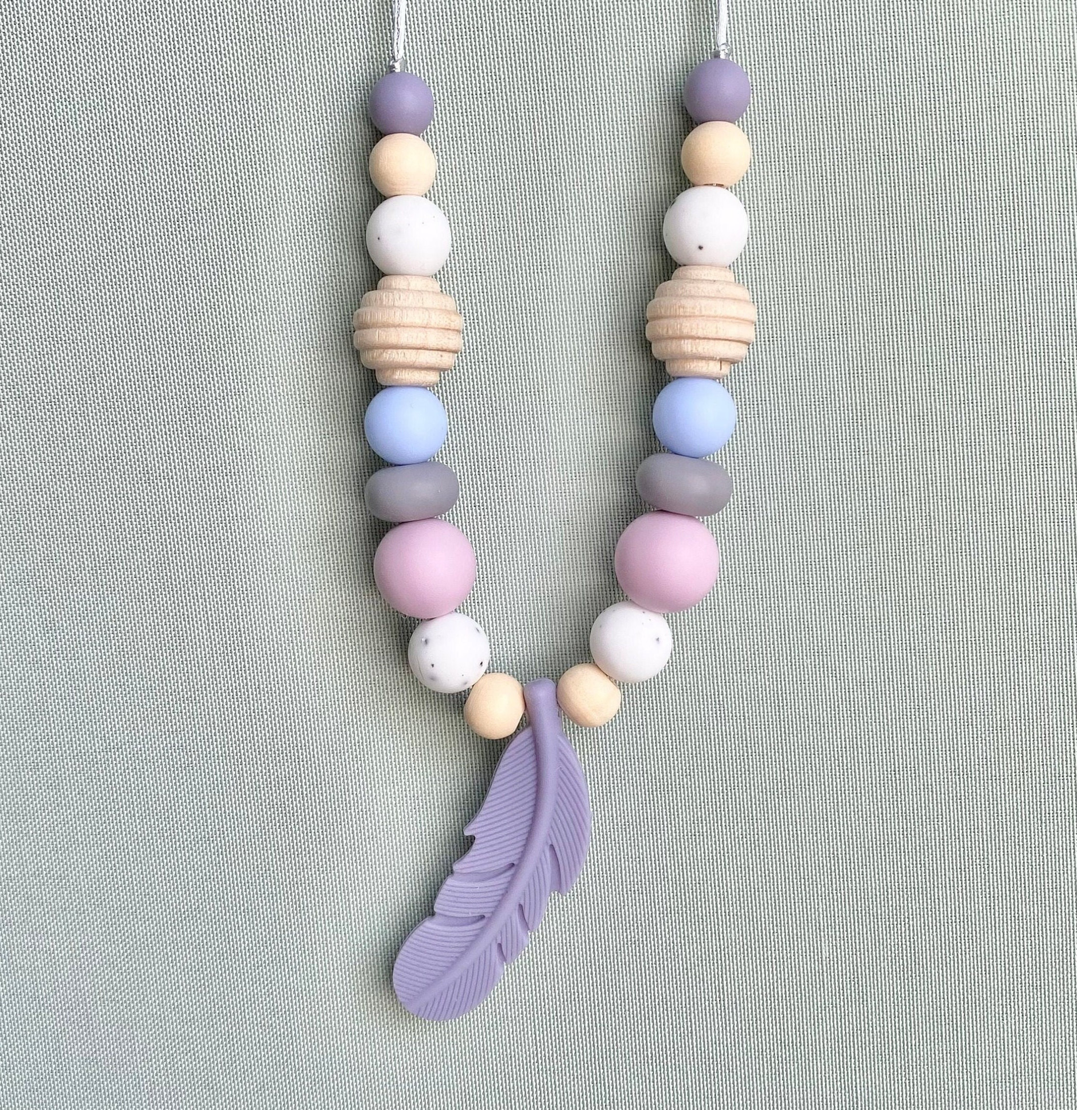 Purple Silicone Feather Pendant Sensory Fidget Necklace lavender Mist ...