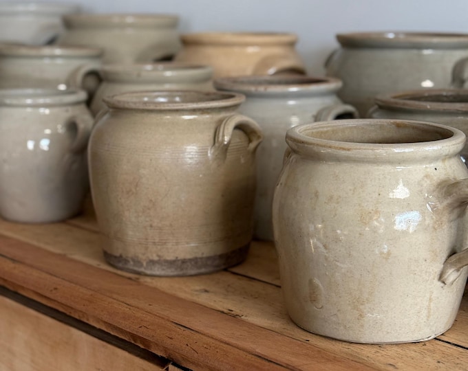 Antique French Two Pots in Glazed Stoneware. Pots of Conservation ...