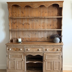 Antique English Pine Step-back Hutch - Etsy