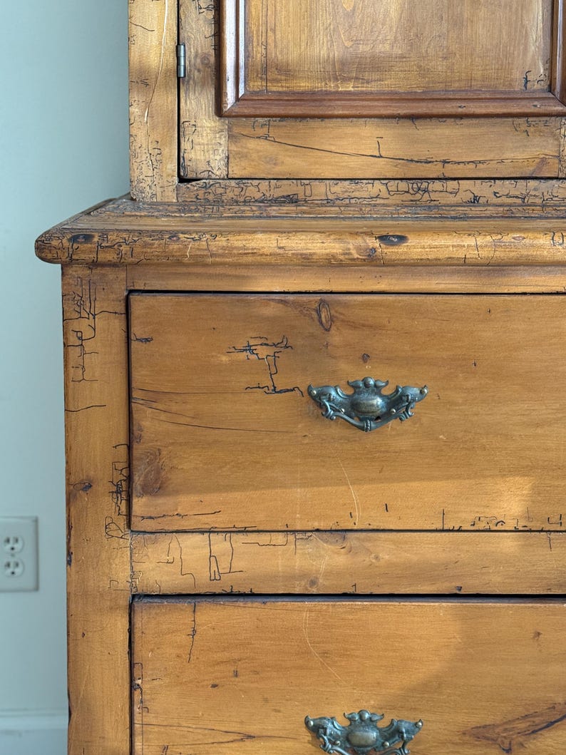 Large Antique Irish Pine Linen Press - Etsy