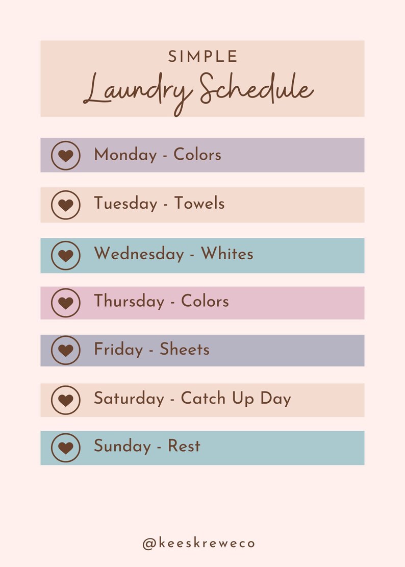 Printable Laundry Schedule - Etsy