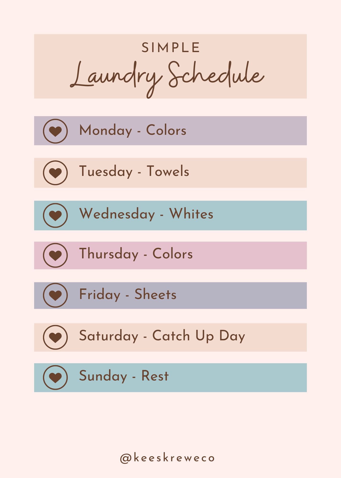 Printable Laundry Schedule - Etsy