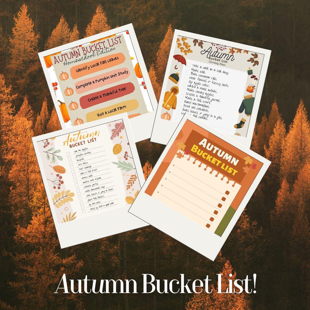 Printable Fall Bucket List Bundle - Etsy