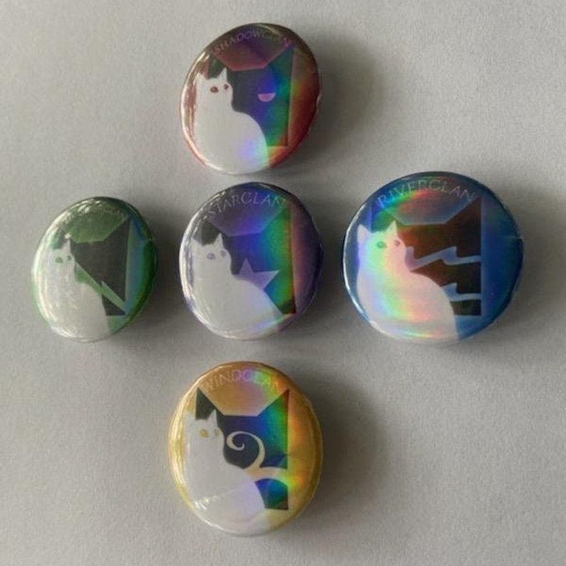Warriors Clan Button Set - Cat Pins Featuring Starclan, Thunderclan ...