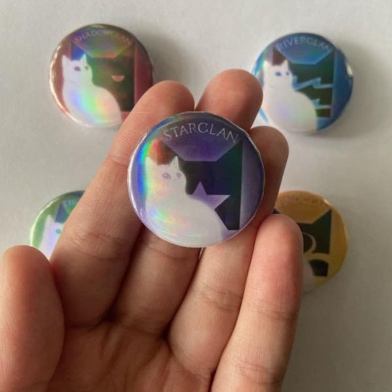 Warriors Clan Button Set Cat Pins Featuring Starclan, Thunderclan ...