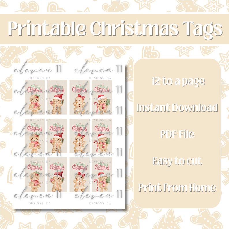 Printable Gingerbread Christmas Tags | Printable Holiday Labels ...