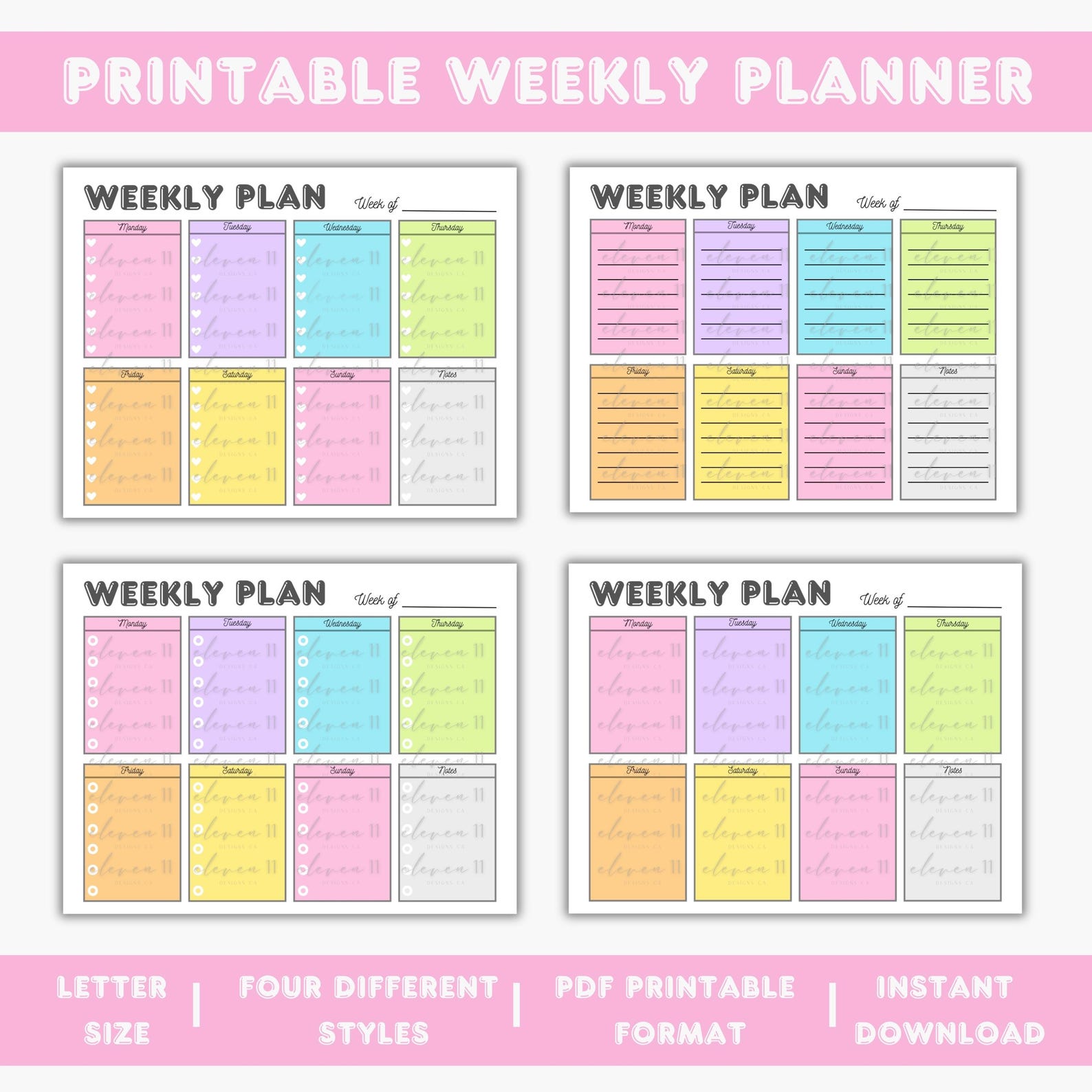 Rainbow Weekly Calendar Printable: Kids Schedule, Bright Design ...