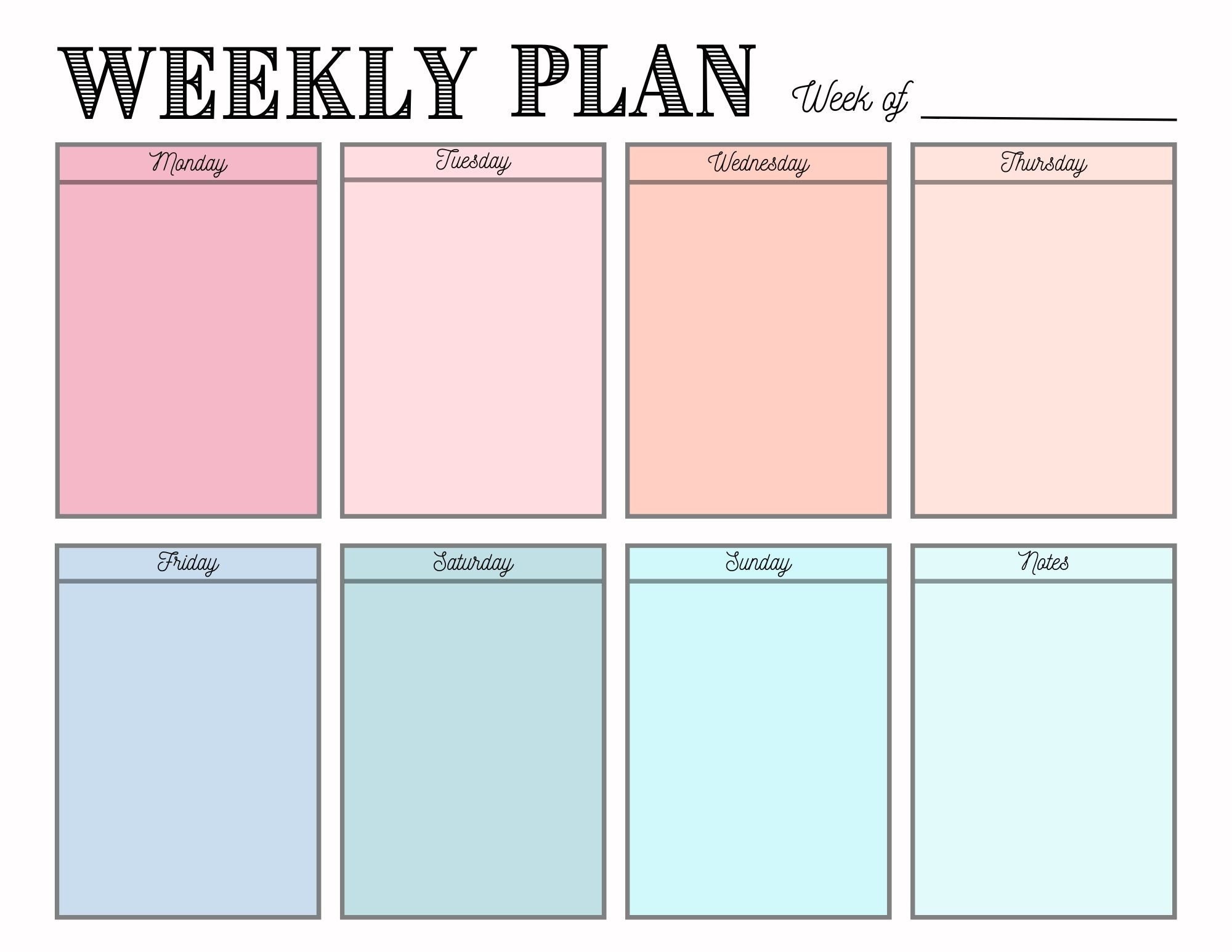 Weekly Calendar Printable Weekly Calendar Weekly Schedule Kids Calendar ...