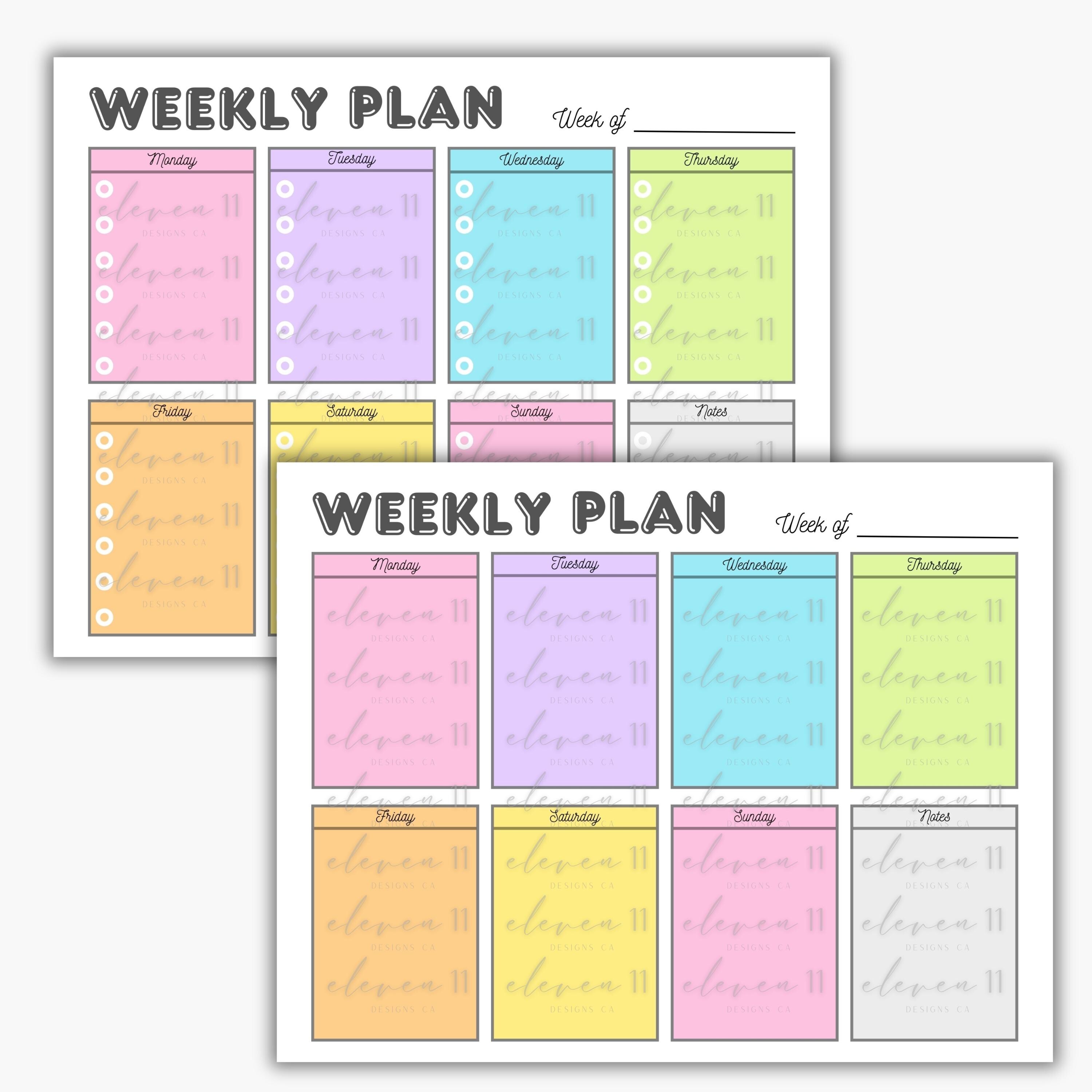 Rainbow Weekly Calendar Printable: Kids Schedule, Bright Design ...