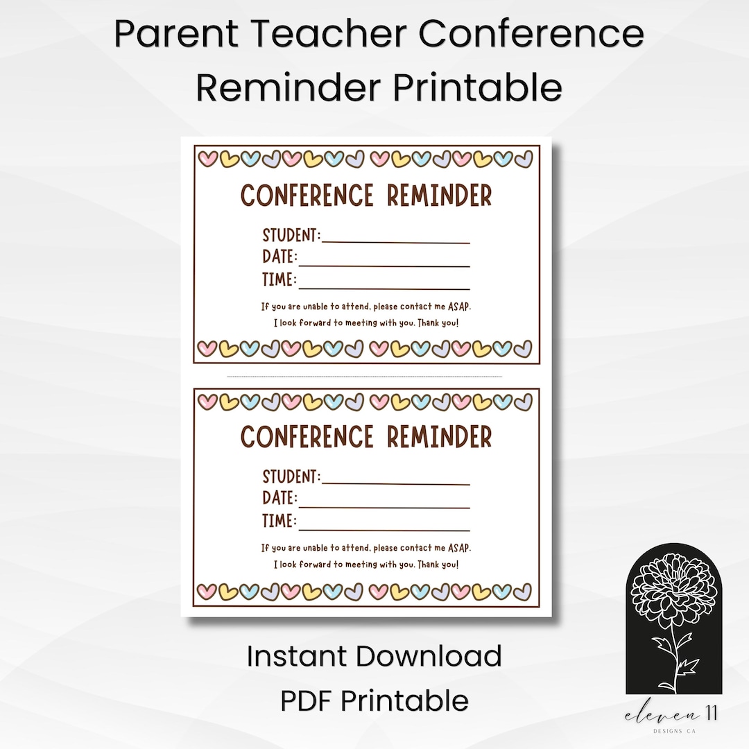 Parent Teacher Conference Reminder Slips | Classroom Communication ...
