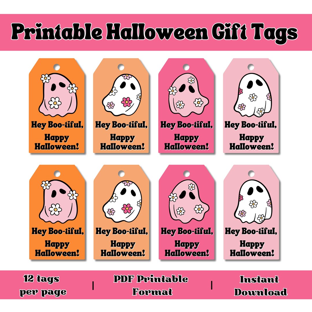 Printable Halloween Gift Tags | Ghost Design (PDF) - Etsy