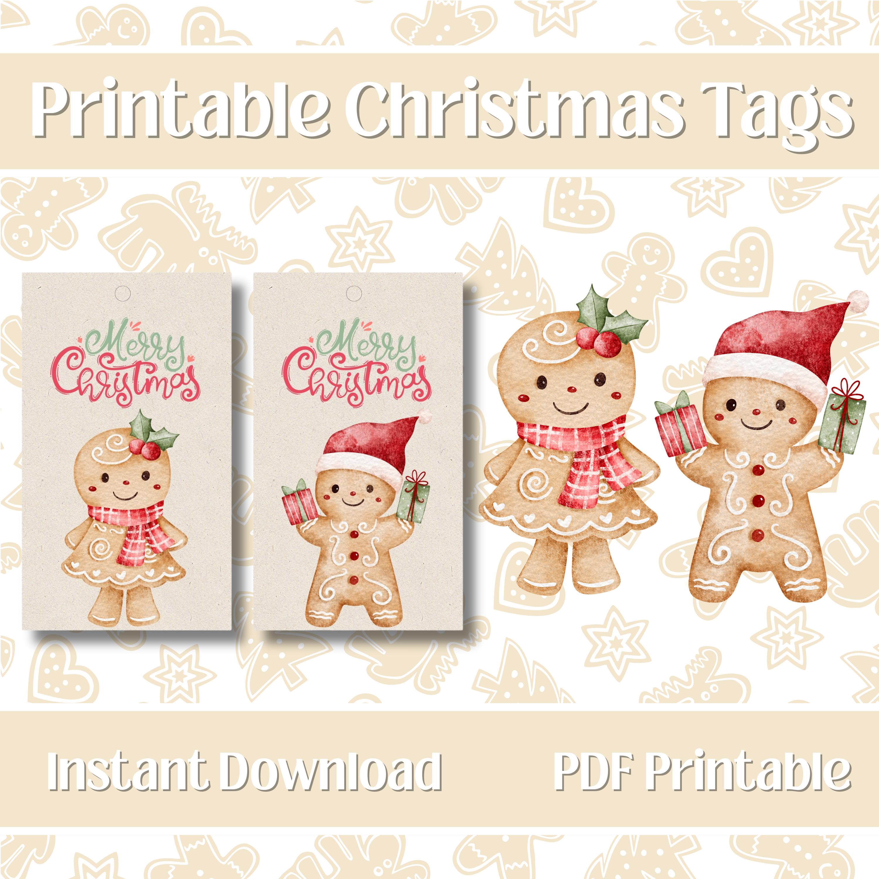 Printable Gingerbread Christmas Tags | Printable Holiday Labels ...