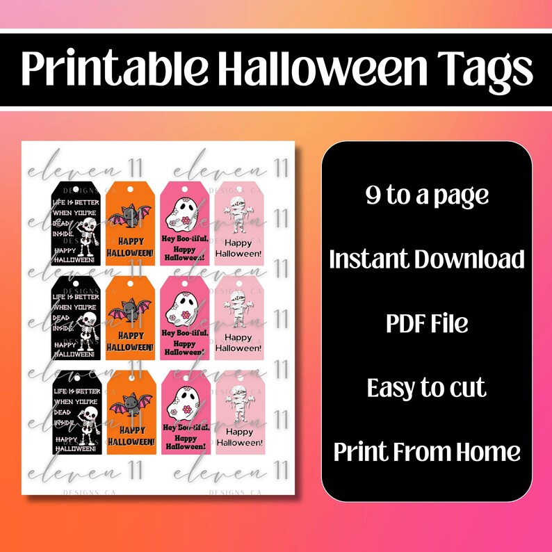 Printable Halloween Gift Tags | Cute & Spooky Treat Bag Labels ...