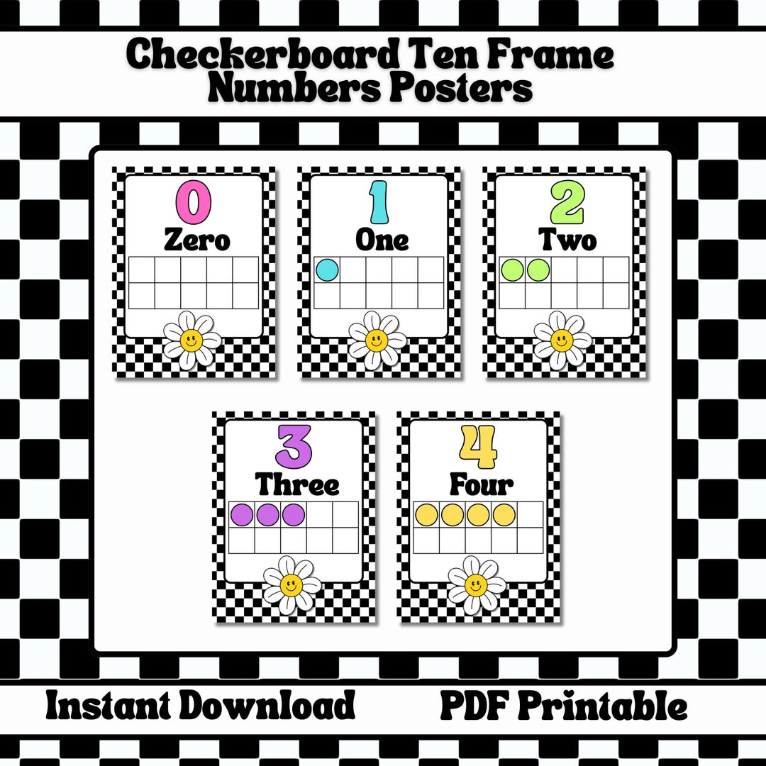 Ten Frame Posters for Classroom | Checkerboard Classroom Decor | Groovy ...