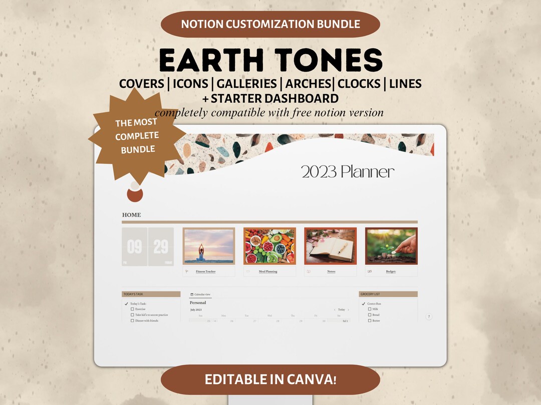 Notion Customization Bundle | Covers Icons Galleries Lines Arches Clocks Dashboard | Ultimate ...