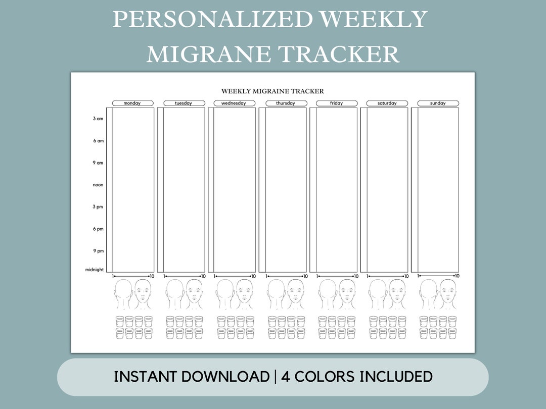 Printable Migraine Tracker, Weekly and Daily Headache Log - Trigger ...