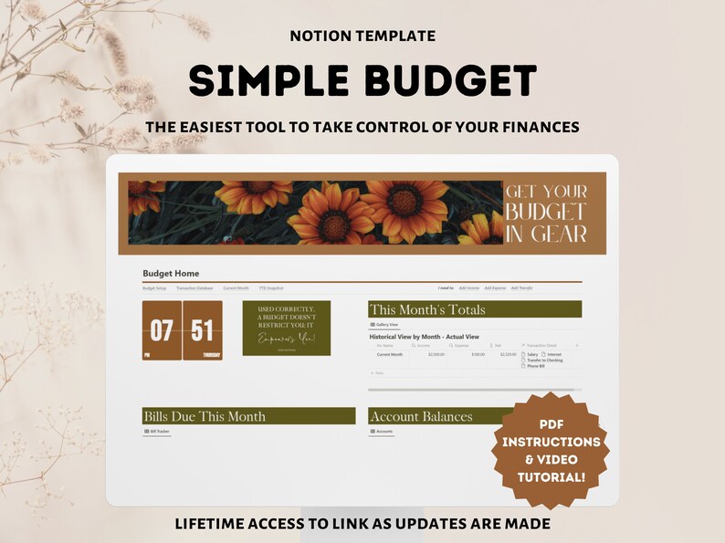 Notion Budget Template | Simple Tool to Track Income Expenses and ...