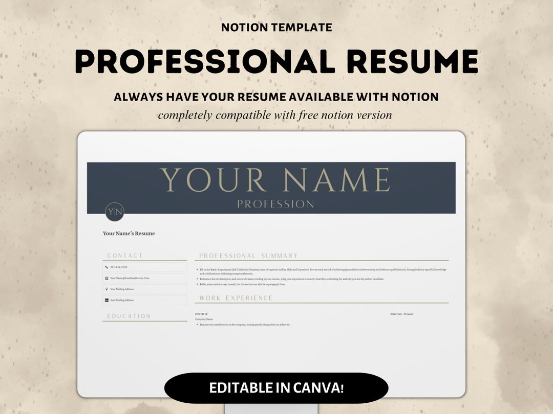 Notion Resume Template | Professional Industry Resume | Aesthetic ...