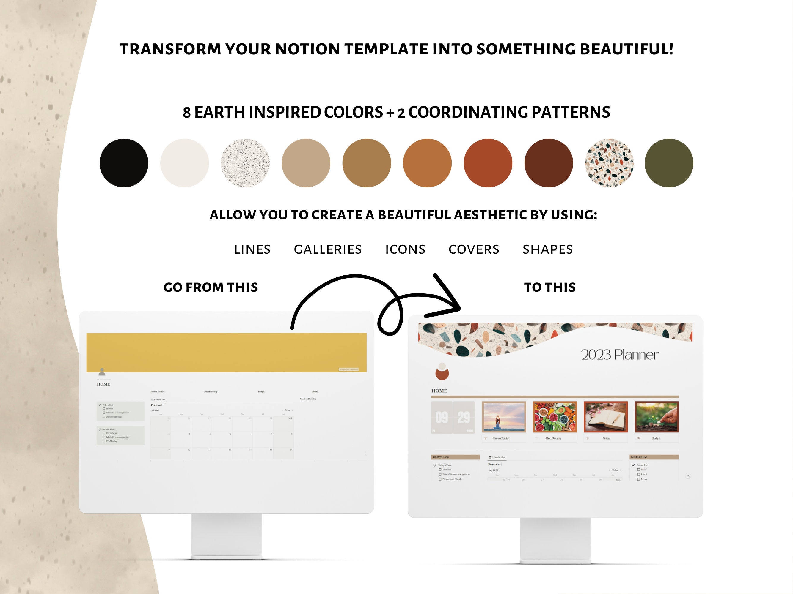 Notion Customization Bundle Covers Icons Galleries Lines Arches Clocks Dashboard Ultimate Bundle ...