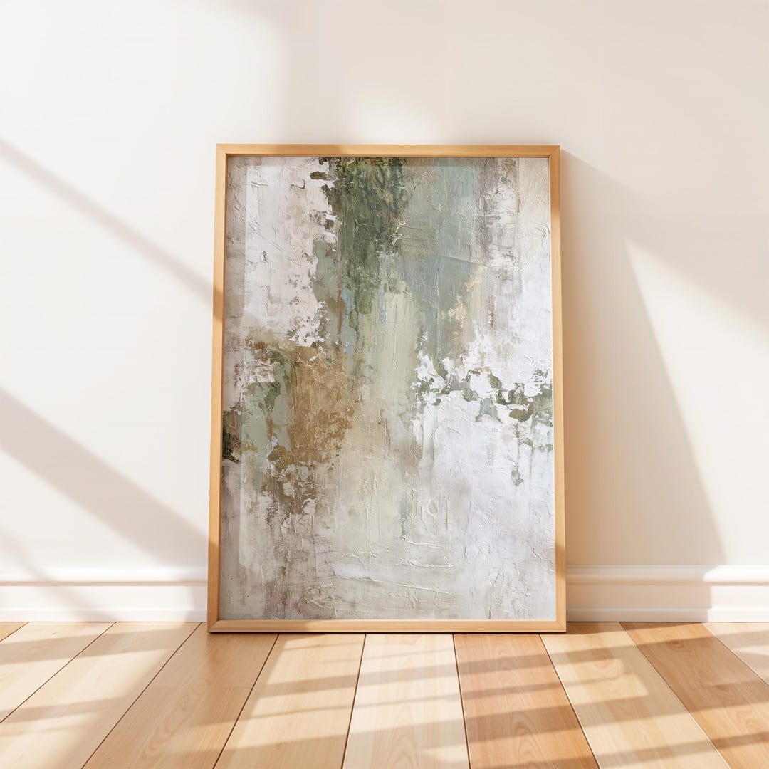 Botanical Abstract Art - Neutral Textured Painting, Earthy Minimalist ...