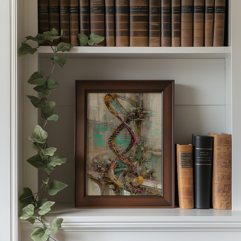 Futuristic DNA Wall Art, Sci-fi Art Print, Abstract DNA Helix, Modern ...