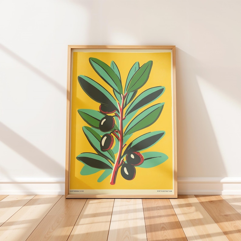 Olive Branch Print - Minimalist Botanical Wall Art - Etsy
