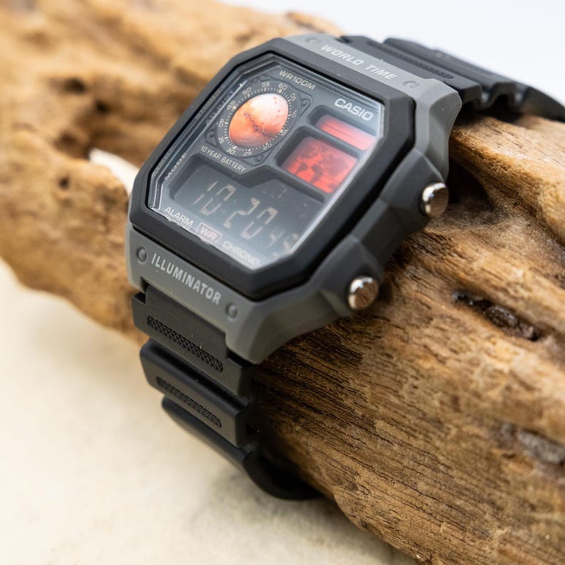 Martius - Casio AE1200 Mod Watch – Custom Negative Display & Red Gel ...