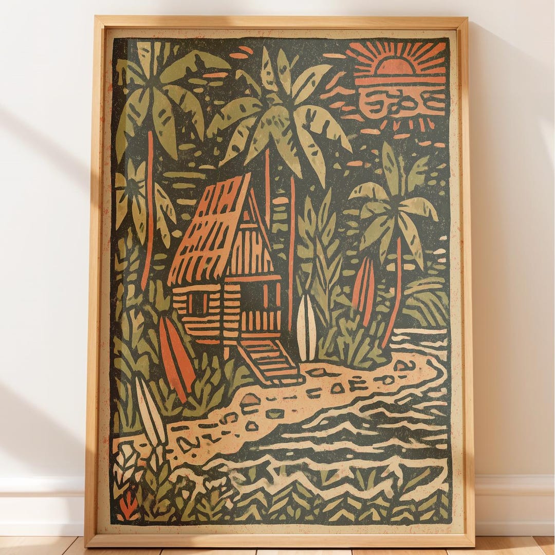 Rustic Surf Shack on Tropical Shore - Outdoorsy Aesthetic Decor, Folk ...