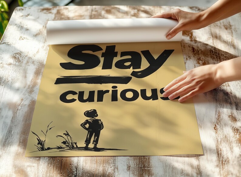 Retro Typography With "stay Curious" Quote - Vintage Editorial Poster ...
