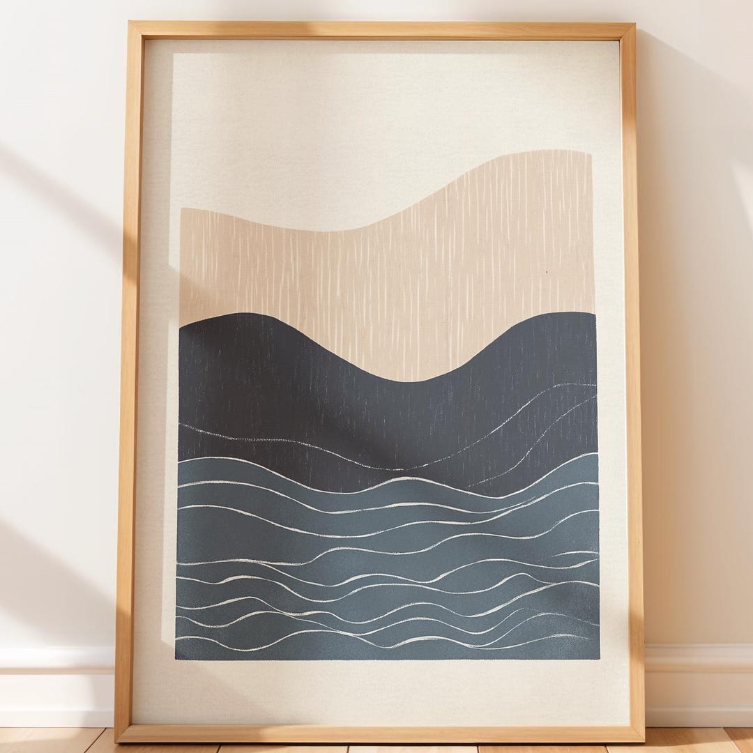 Abstract Wave Cross-section Art Print - Minimalist Coastal Wall Art ...
