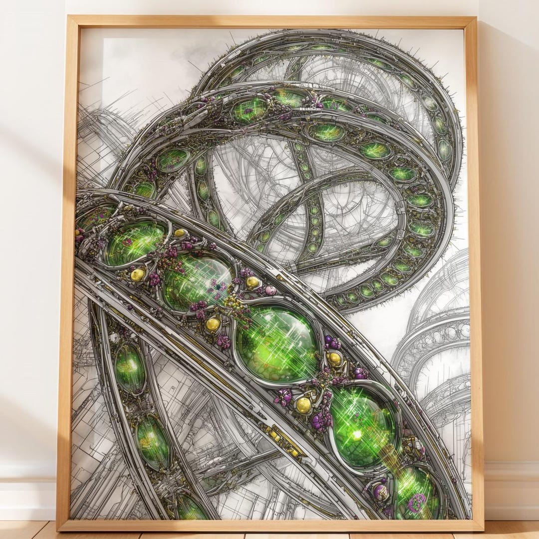 Sci-fi Wall Art, Futuristic Home Decor, Abstract Tech Print, Geometric ...