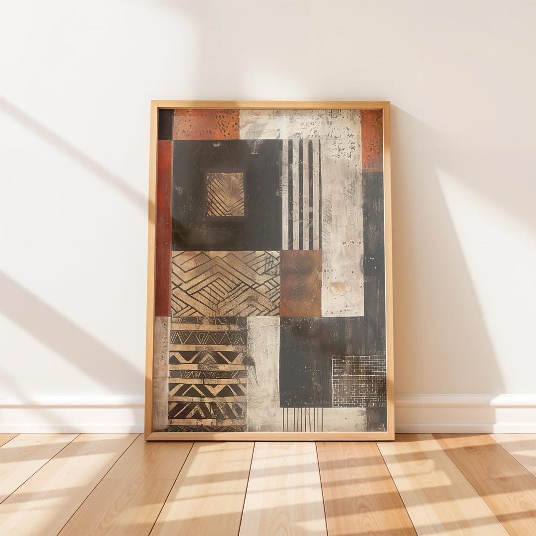 Tribal Collage Art Print – Earthy Boho Wall Decor - Etsy