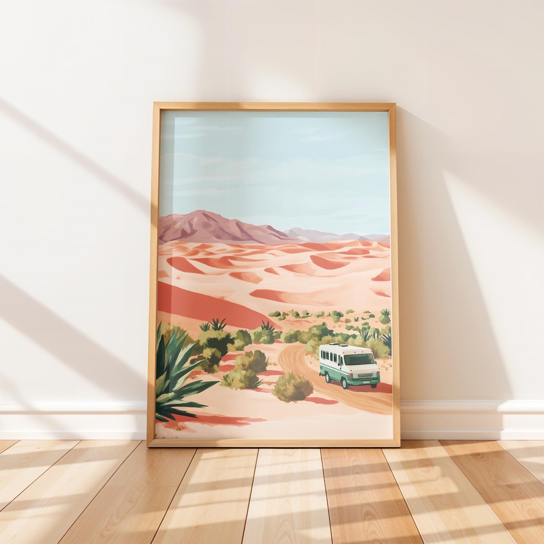 Sahara Dune Sunset Print - Boho Travel Poster Art, Calming Desert ...