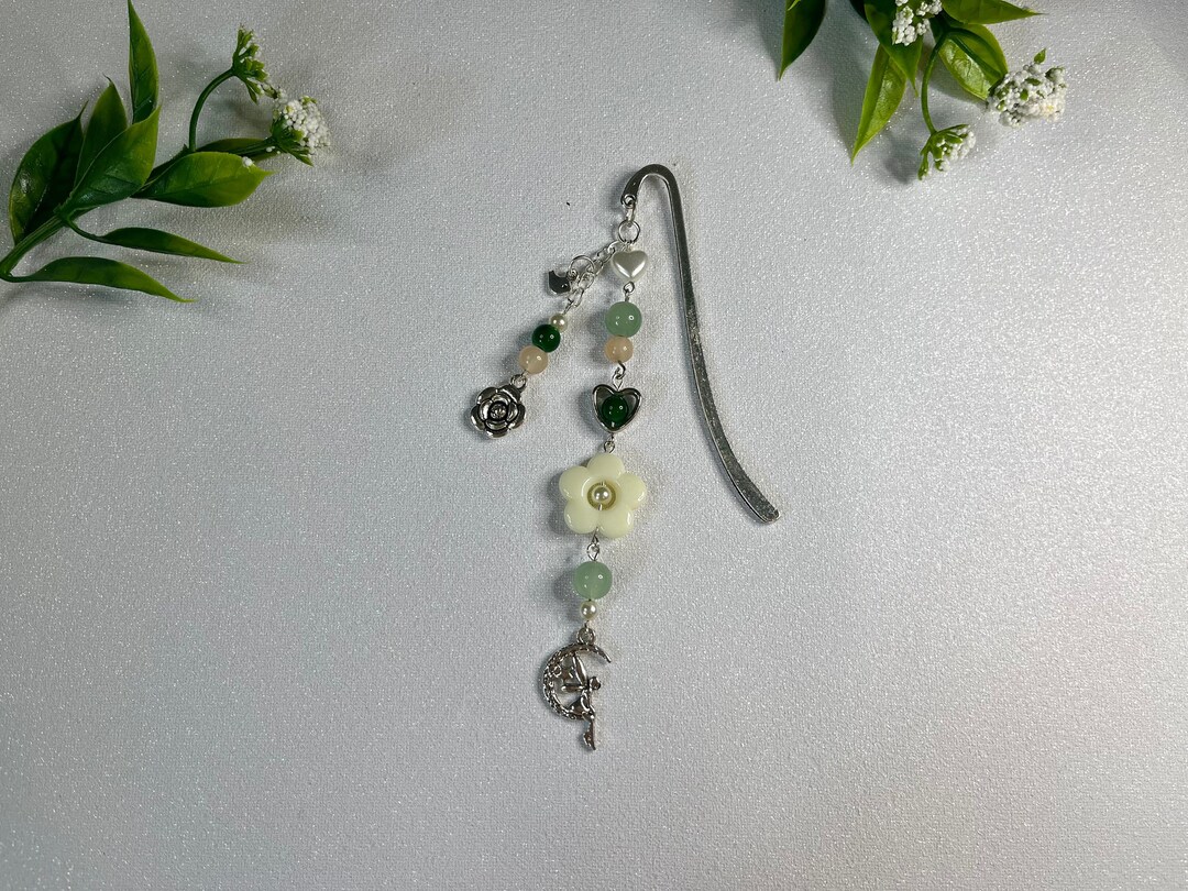 Fairy Charm Flower Beaded Metal Bookmark Hook | Fairycore, Cottagecore ...