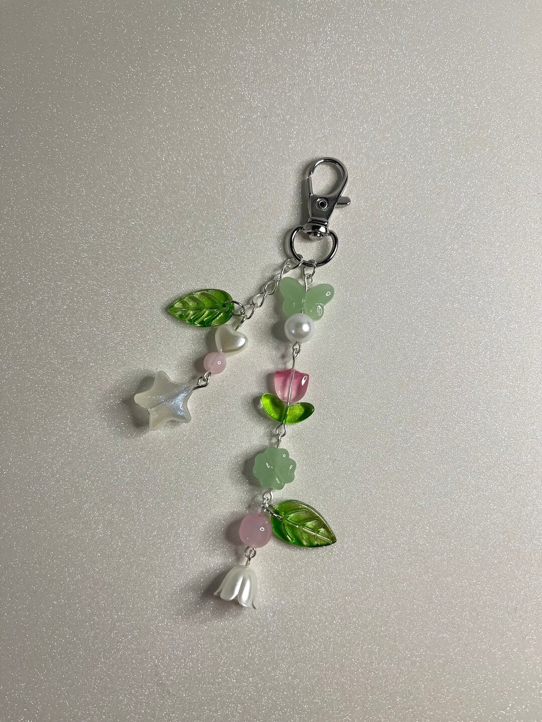 Spring Floral Green and Pink Keychain/bag Charm Lily of the Valley ...