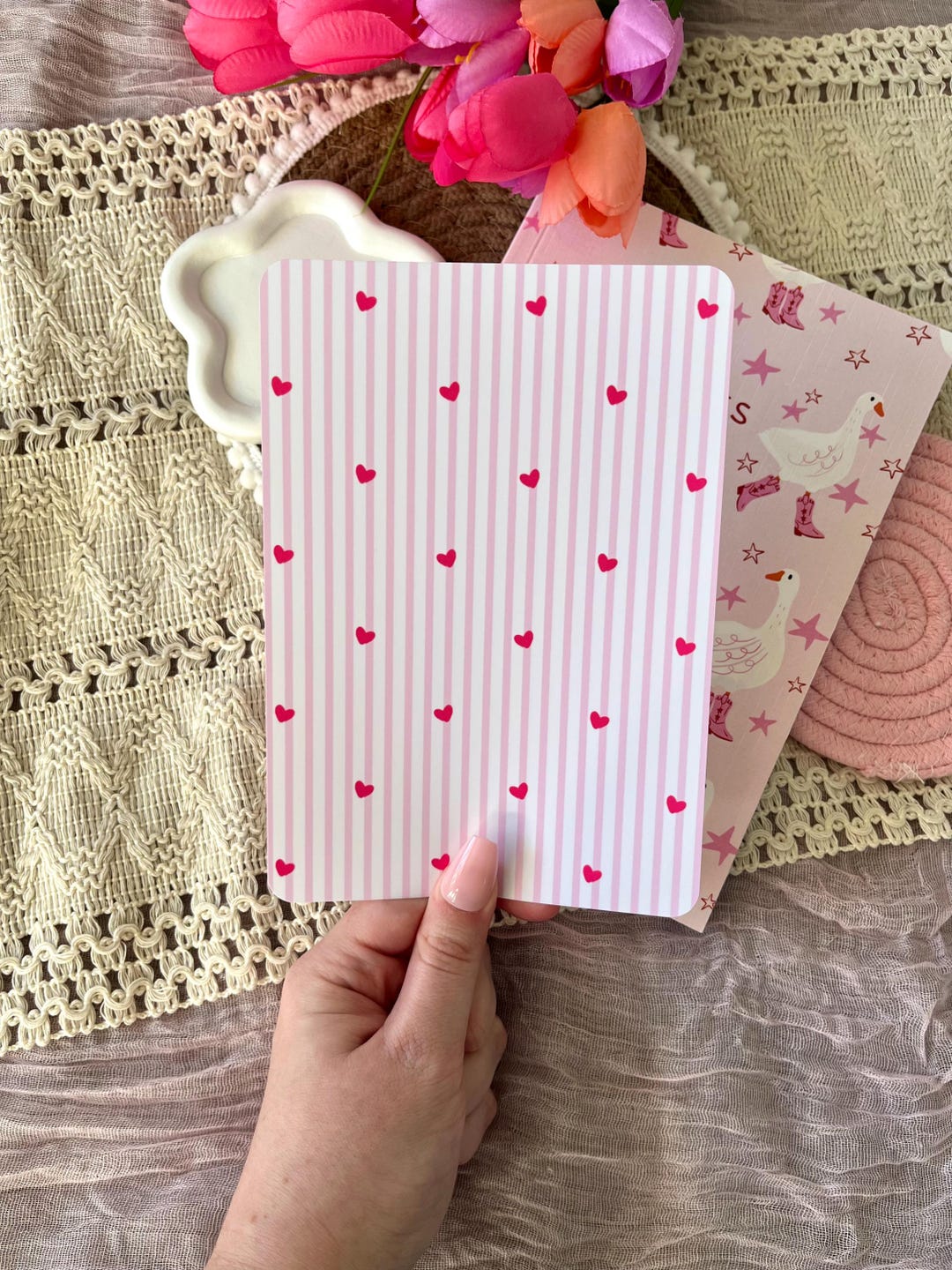 Pink Hearts and Stripes Kindle Insert | Valentines Day, Girly, Bookish ...