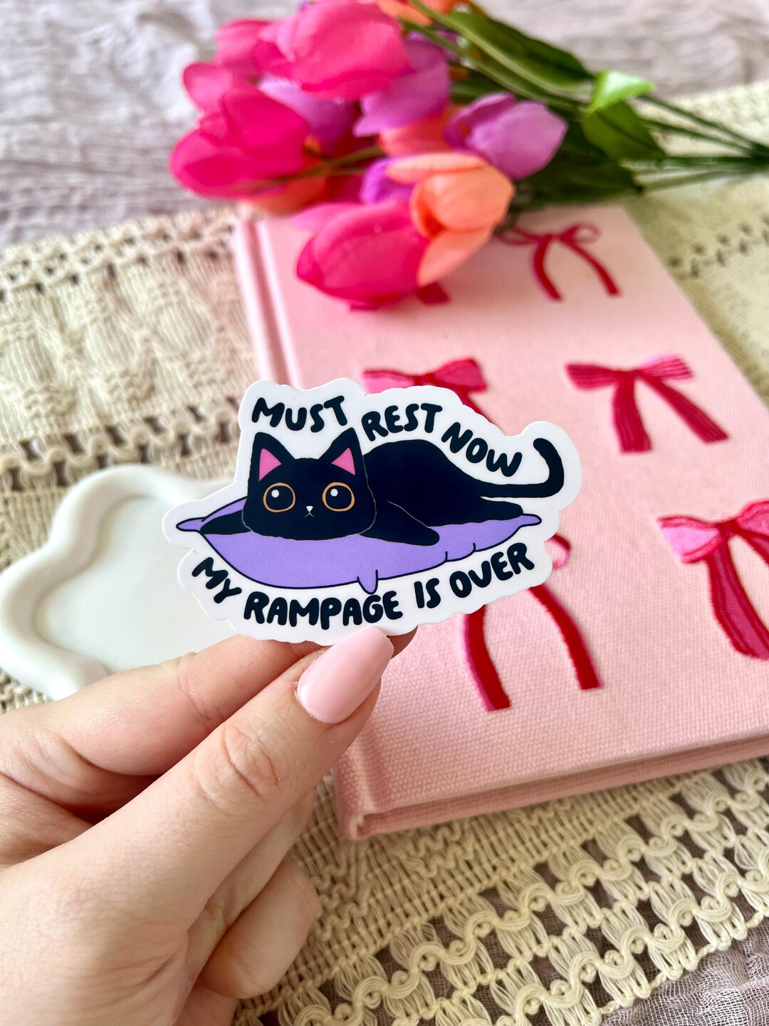 Black Cat Rampage Sticker | Water Resistant | Funny, Cat Mom, Pets ...