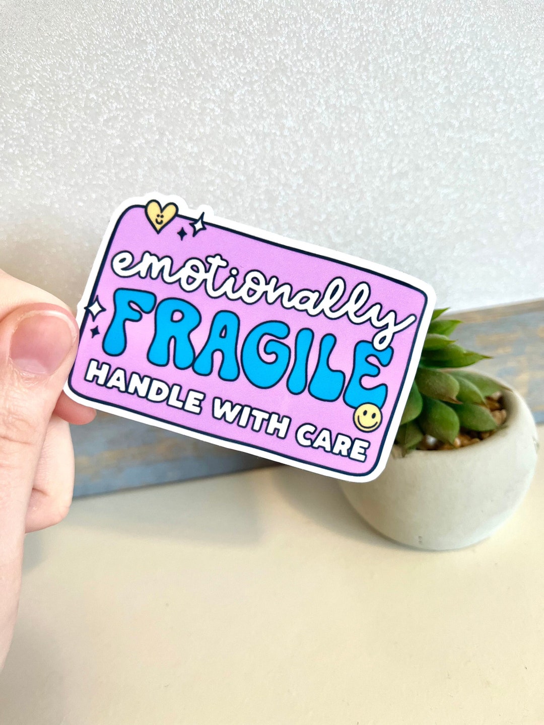 Emotionally Fragile Mental Health Sticker | Waterproof Vinyl | Colorful ...
