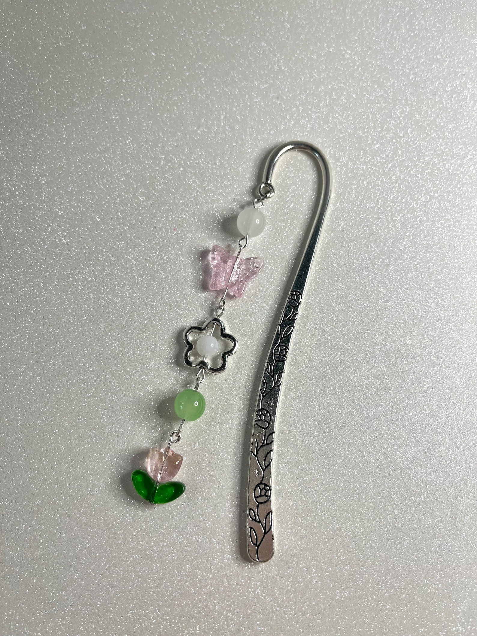 Floral Spring Pinkgreen Butterfly Bookmark Beaded Bookmark Metal ...